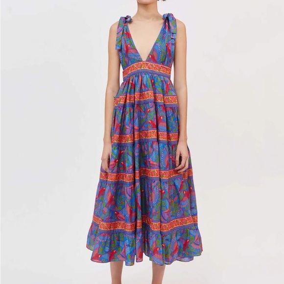 Farm Rio Blue Macaw Dress